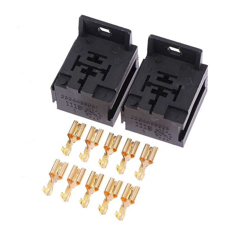 2Sets-Car-Auto-Vehicle-5-Pin-Relay-Socket-Holder-with-5Pcs-6-3mm-Copper ...