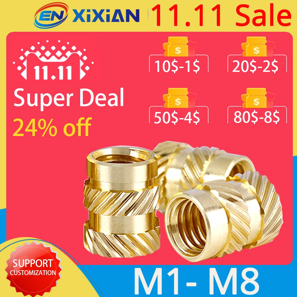 M1 M1.4 M1.6 M1.7 M2 M2.5 M3 M4 M5 M6 M8 Brass Insert Nut Hot Melt Knurled Thread Heat Injection ...