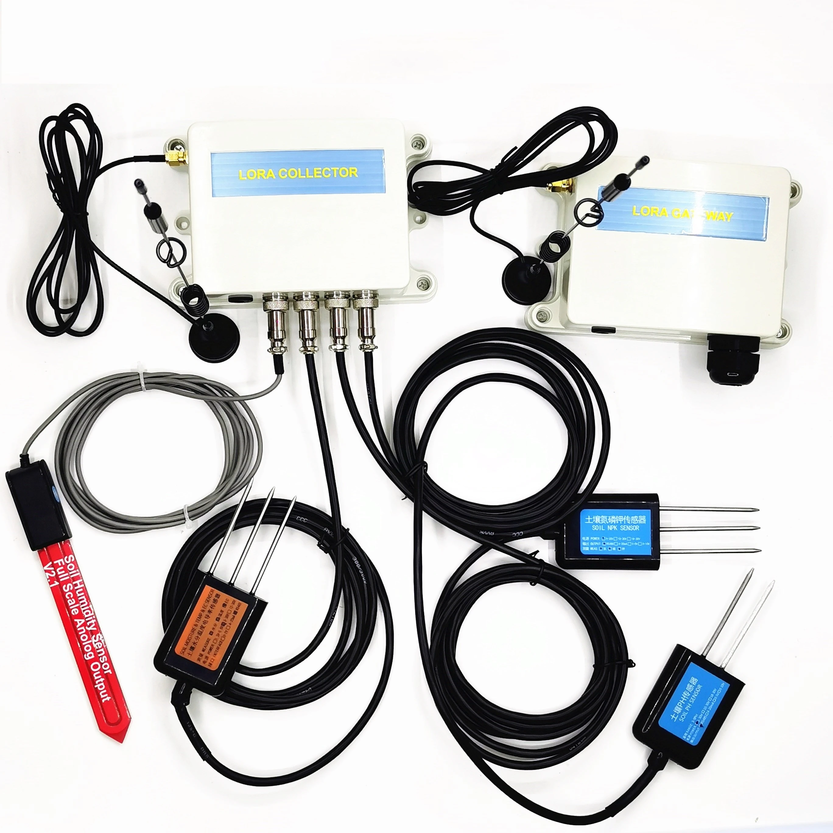 7 IN 1 Online Monitoring Datalogger LORA LORAWAN RS485 Soil Moisture Temp EC Salinity NPK Sensor ...