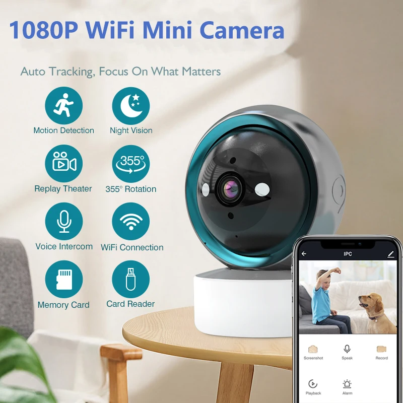 1080P Wifi Mini Kamera Éjszakai Látásbiztonsági Védelmi Kamerával ...