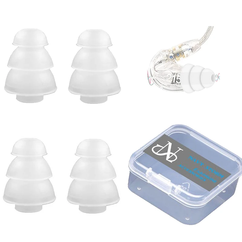2 Pairs Triple Flange for Shure SE215 Pro Ear Tips Noise Reduce ...