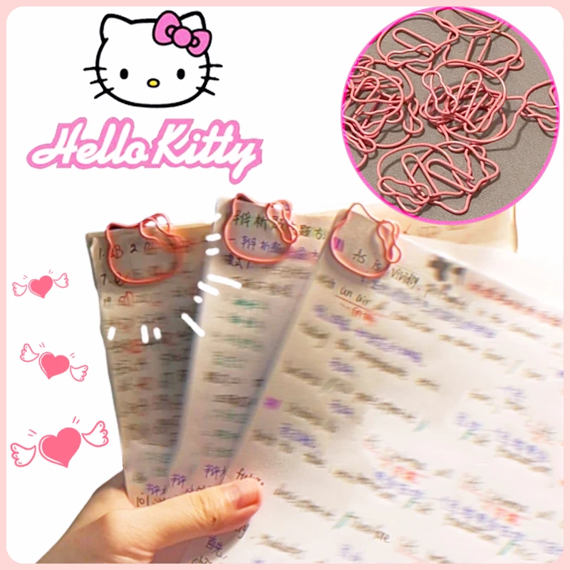 10/30/50Pcs Hello Kitty Paper Clip Notebook Memo Pad Filing Bookmark ...