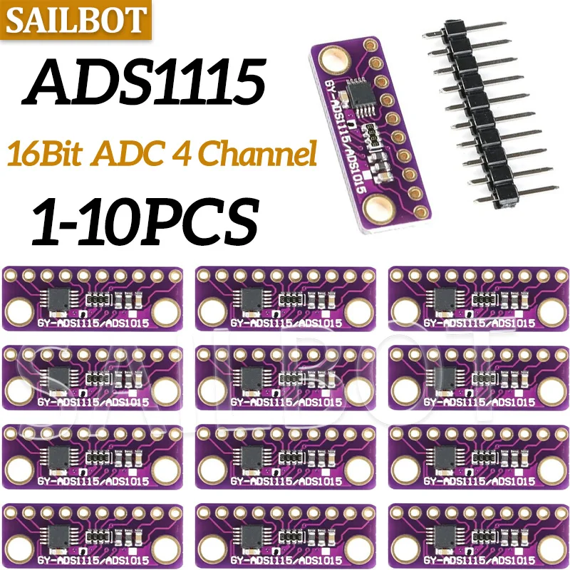 Módulo ADC DC 2 -5V 4 CH ADS1115 com microcontrolador Pro Gain Placa ...