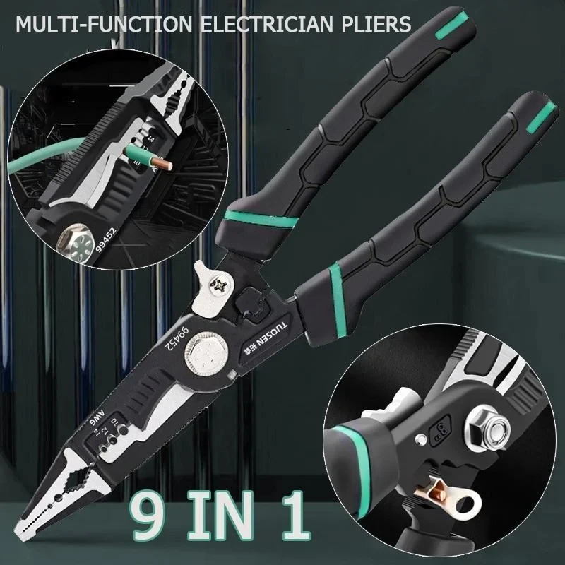 Multifunction-9-in-1-Electrician-Pliers-Wire-Cable-Cutters-Terminal ...