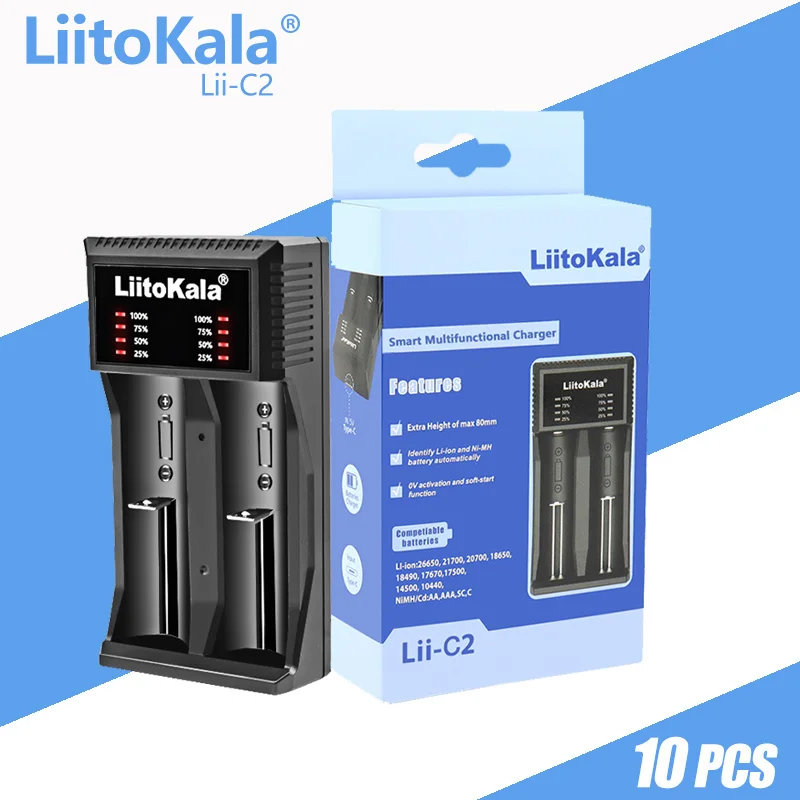 1-5pcs Liitokala Lii-c2 18650 Battery Smart Charger For 21700/26650 ...