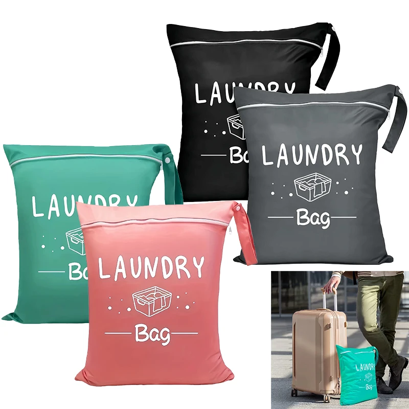 Laundry Bags with Zip, Waterproof Laundry Bag Travel, Reusable Wet Bag ...