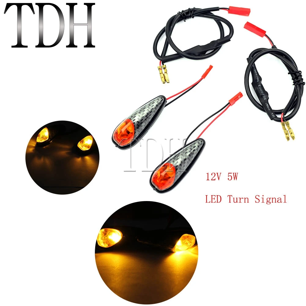Motorcycle Flush Mount Mini Led Turn Signal Lights Carbon 12v 5w Amber Indicator Blinker Light ...