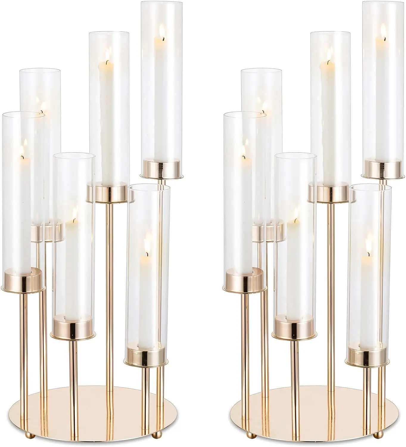 Wedding Centerpiece 6 Arm Gold Metal Candlestick Candelabra Candelabras ...