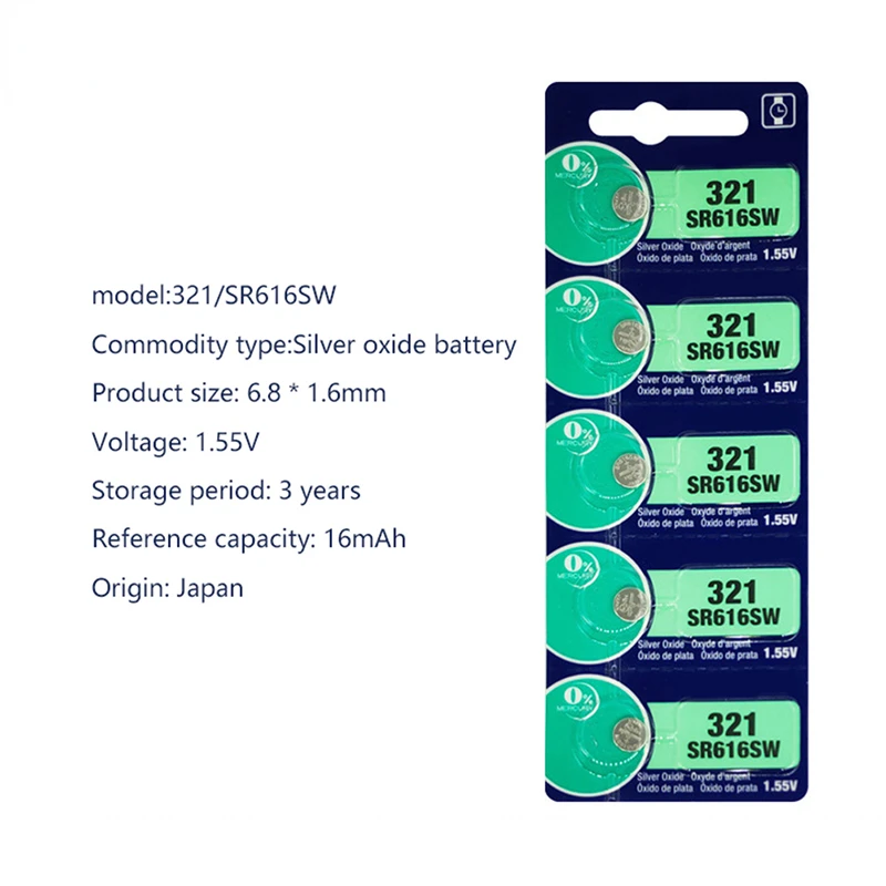 1-55V-14-5mAh-321-Button-Cell-Coin-Battery-321-SR626SW-SR616-Silver ...