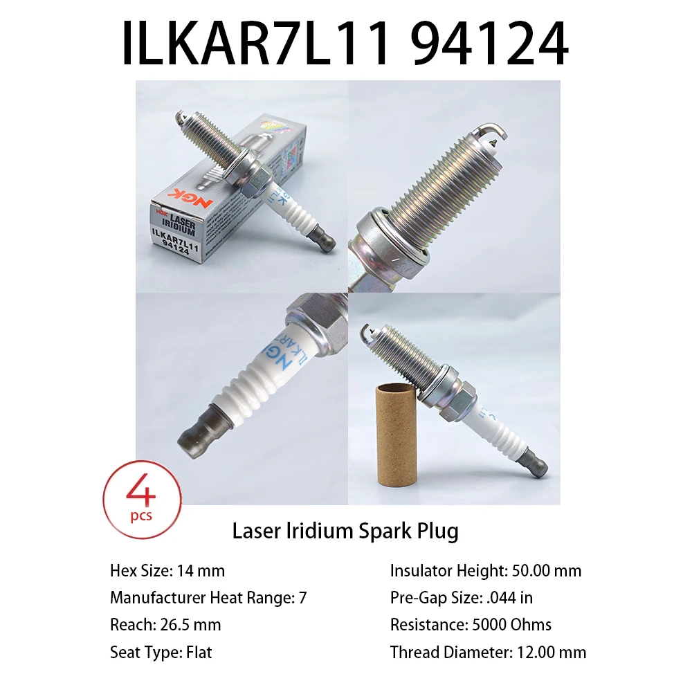 4pcs-Original-NGK-Laser-Iridium-Spark-Plug-ILKAR7L11-94124-Suitable-For ...