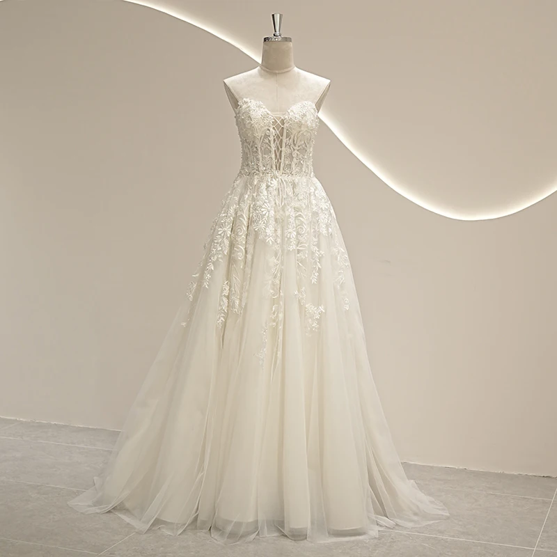 SL-9285-Suli-Sexy-Deep-V-Neck-Lace-Bride-Ivory-Wedding-Dresses-For ...