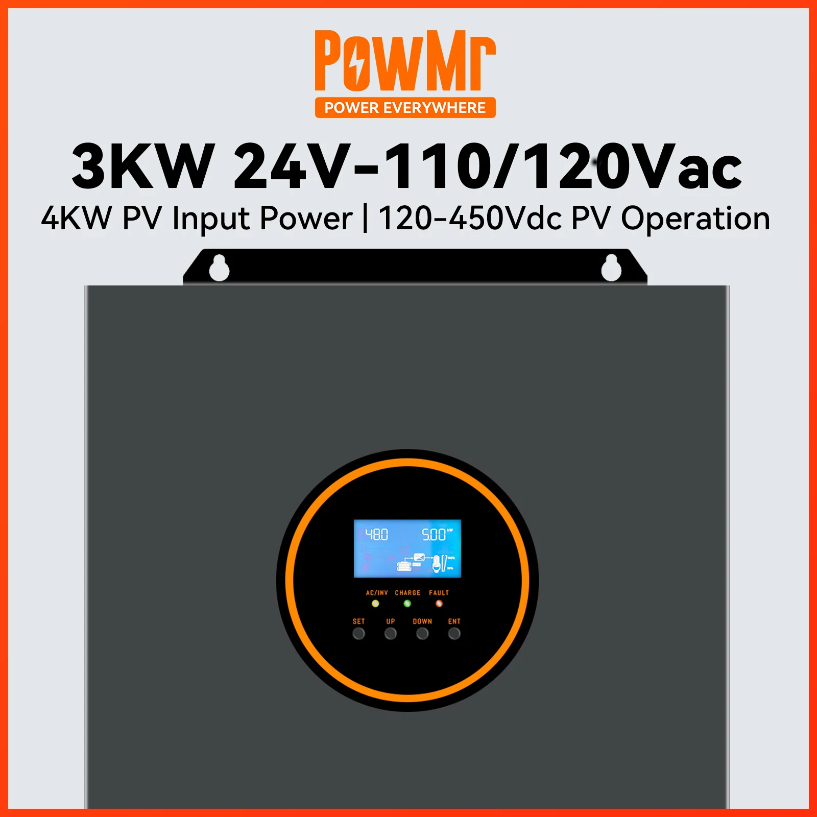 PowMr-3KW-24V-Solar-Inverter-Hybrid-MPPT-80A-120V-450Vdc-Off-Grid-Pure ...