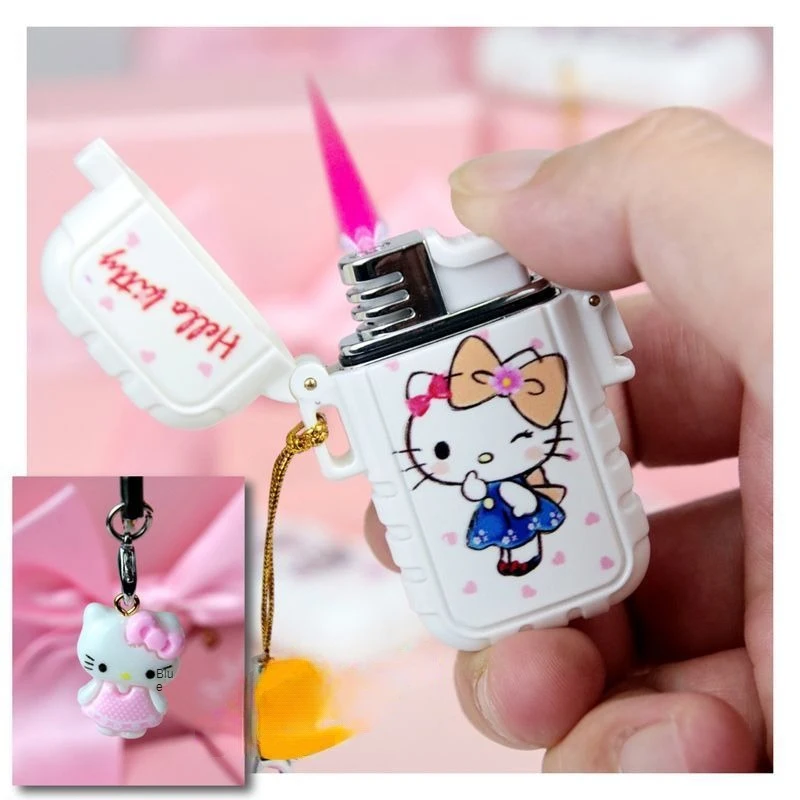 Sanrio Anime Hello Kitty Windproof Luminous Lighter Kuromi Waterproof ...