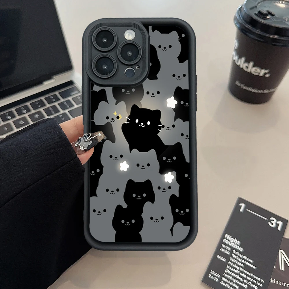 Adorable Cartoon Cat Silicone Phone Case Cover for S24 FE (4)