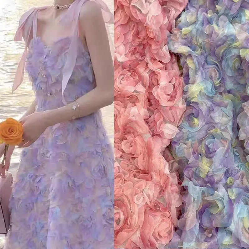 3D-Rose-Lace-Fabric-Gradient-Colorful-Color-Wedding-Evening-Dress ...