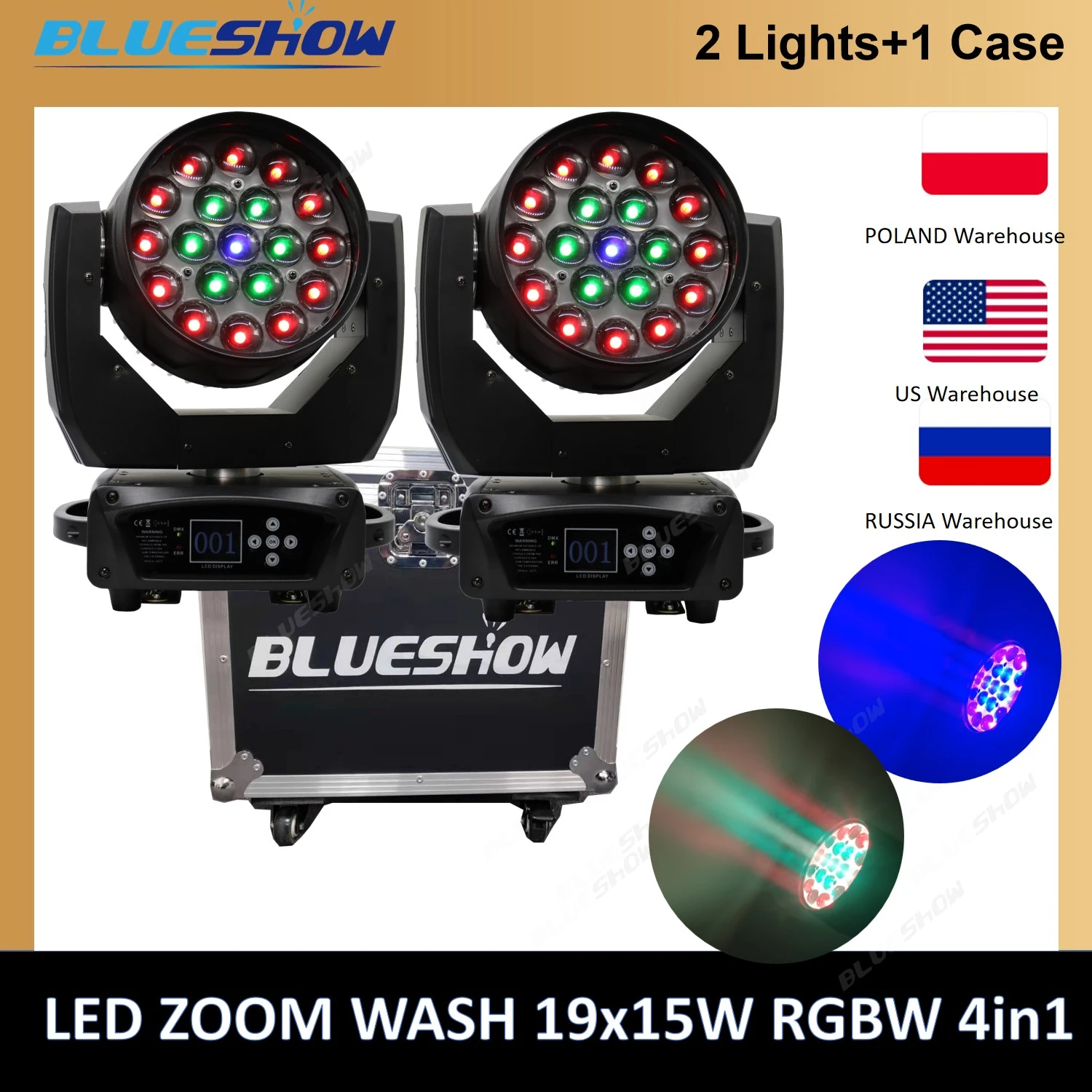 2PCS/lot 19x15w Wash Moving Head Light Flight Case Option Lyre Circle ...