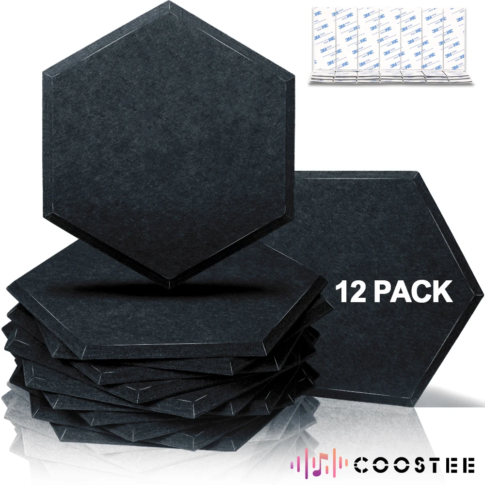 12-Pcs-Acoustic-Panels-with-Tapes-Sound-absorbing-for-Studio-Acoustic ...