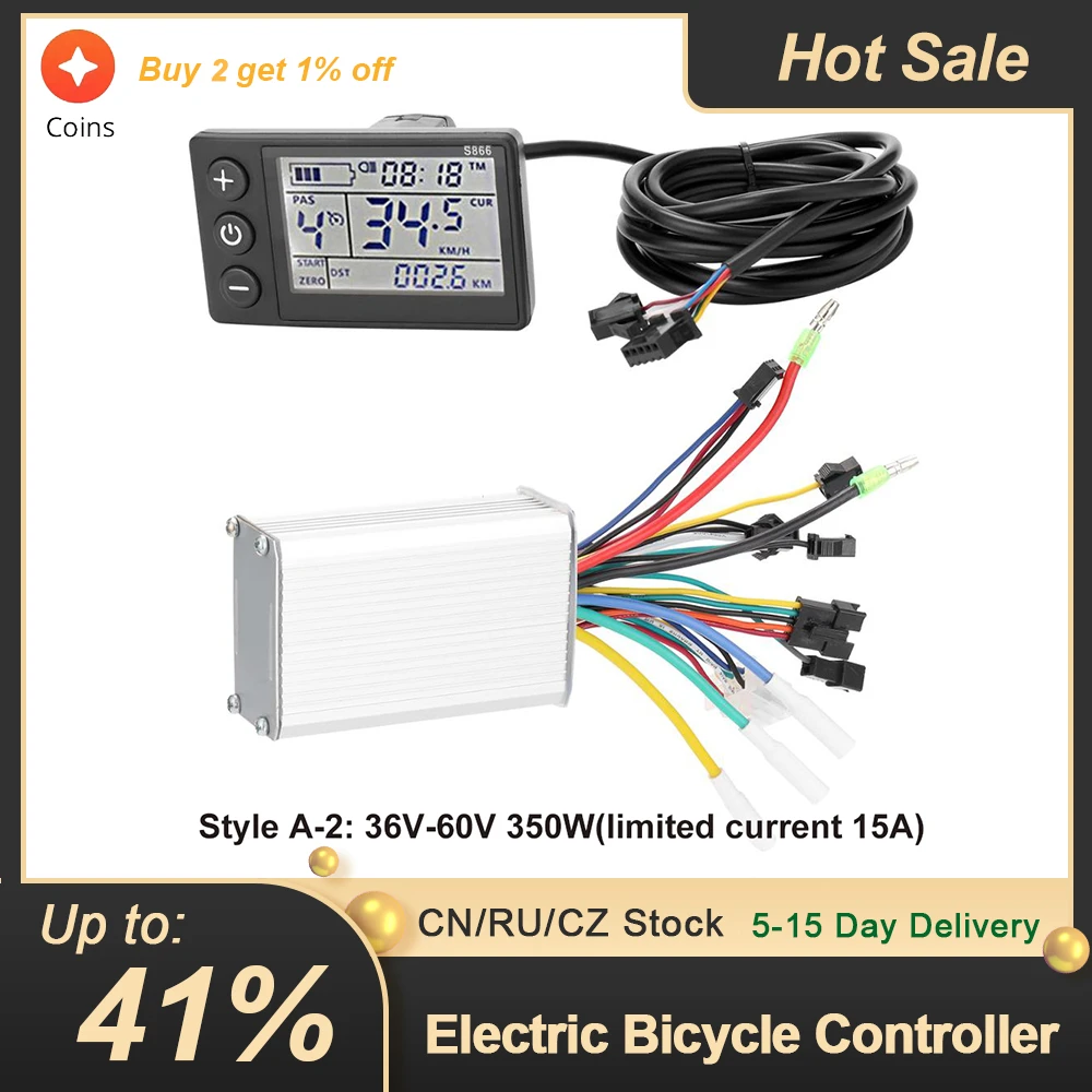 24v-48v/36v-60v 350w Electric Bicycle Controller With Lcd Display Panel ...