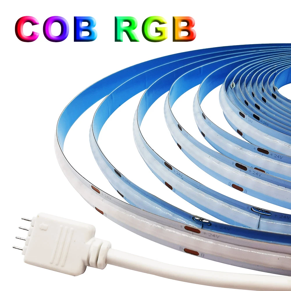 DC12V 24V COB RGB LED Strip Soft Flexible High Density Linear Ribbon ...