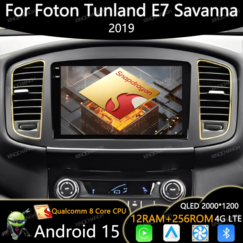 Android 15 Car Radio For Foton Tunland E7 Savanna 2019 QLED Qualcomm 4G ...