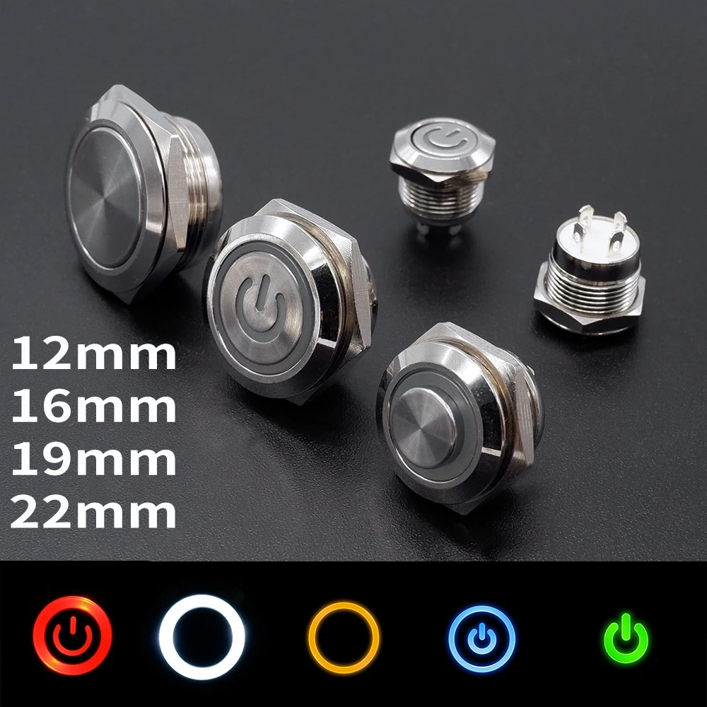 Metal Push Button Switch 12mm 16mm 19mm 22mm Short-Throw Momentary Self ...