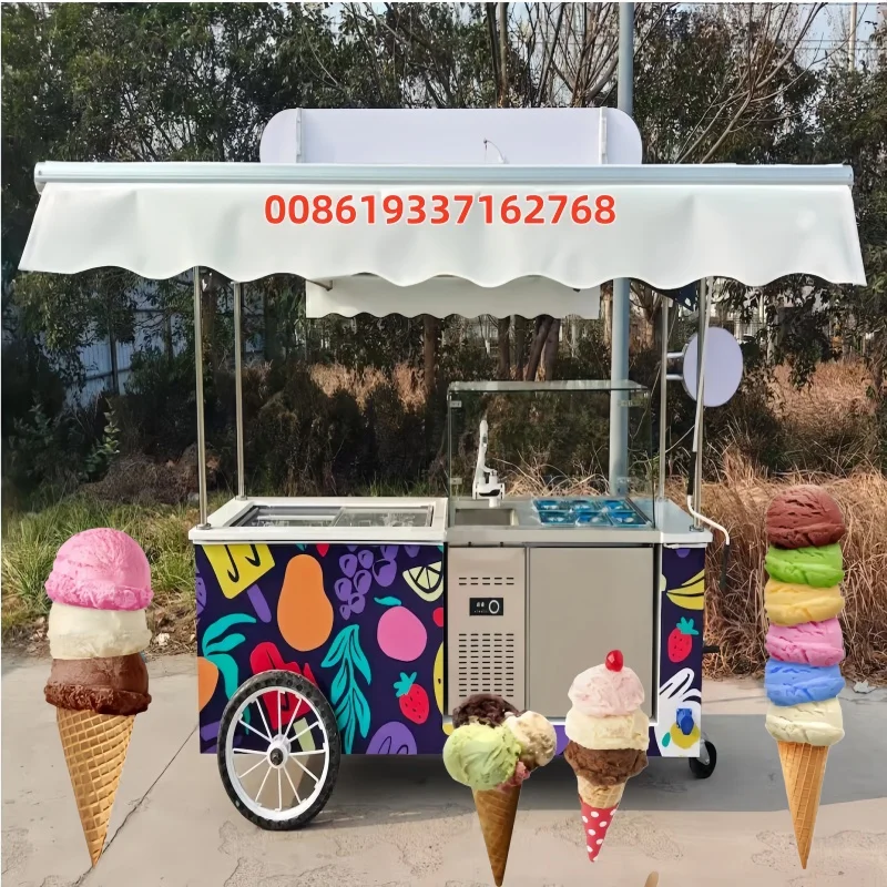 Customizable Mobile Food Cart with Integrated Refrigerator & Worktop ...