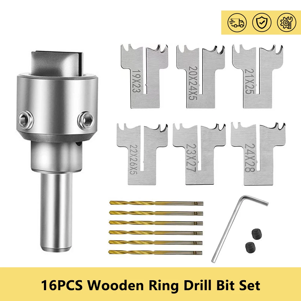 16PCS Ring Drill Bit Set Woodworking Milling Cutter Molding Tool Beads ...