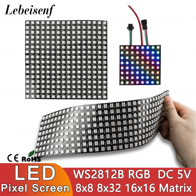 LED Digital Pixels Screen WS2812B SMD 5050 DC 5V 8x8 8x32 16x16 - 256 ...