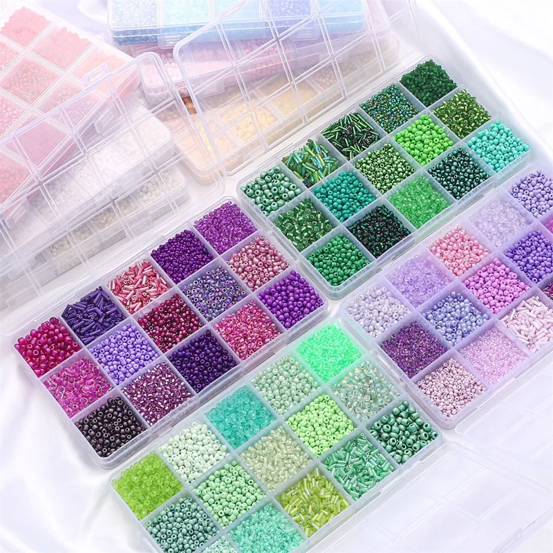 15-Grid-Bead-Set-Multi-Color-Glass-Bead-Sequins-Imitation-Pearl-Bag ...
