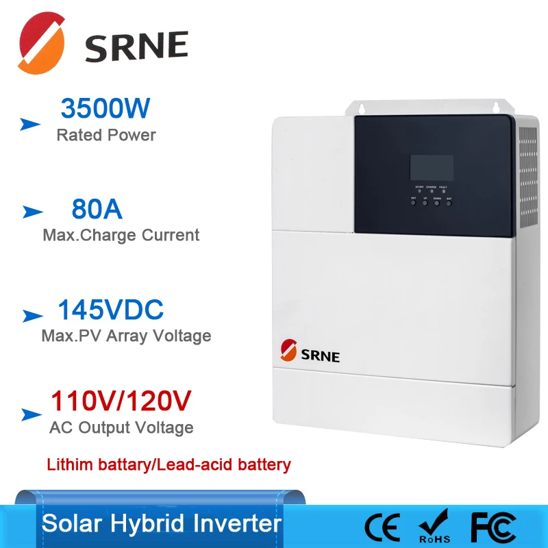 SRNE 3500W Solar Inverter MPPT 80A PV Charger With Max. PV Input ...