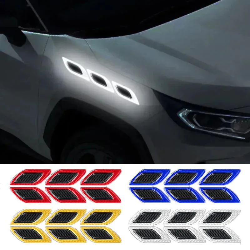 6PCS-Car-Reflective-Carbon-Fiber-Sticker-3D-Car-Styling-Reflective ...