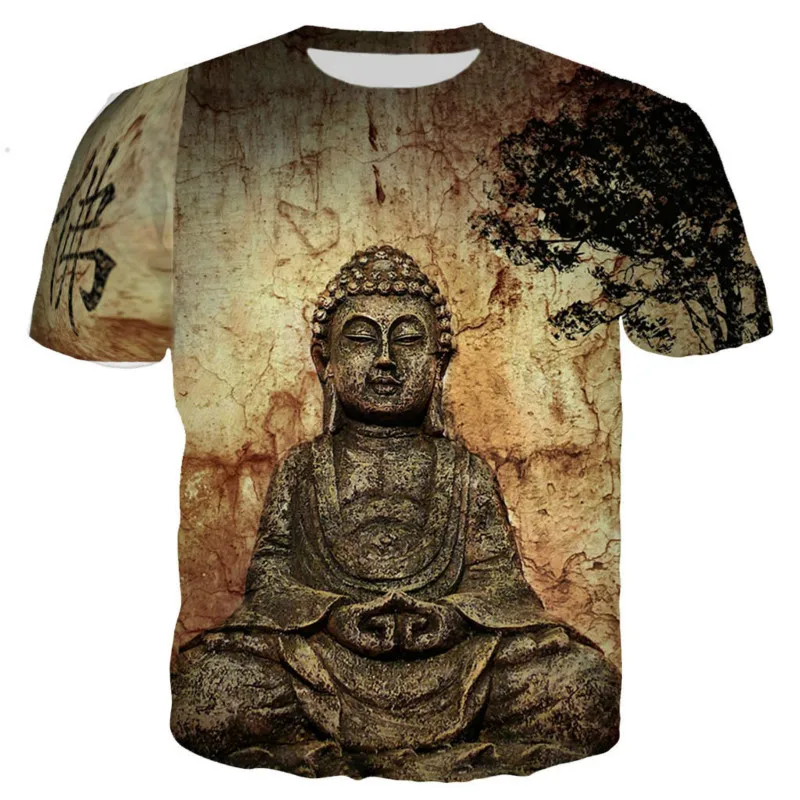Camisetas con estampado 3D de estatuas de Buda para hombre, ropa de ...