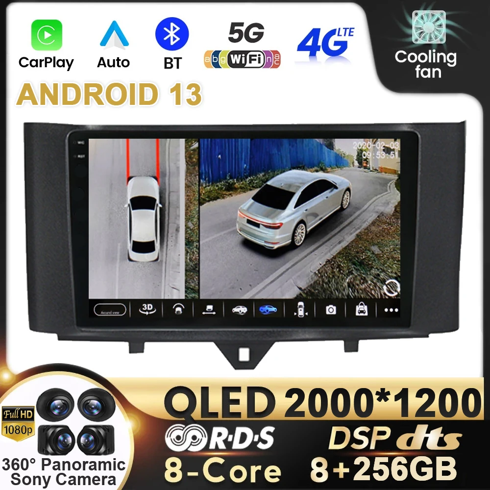 Android-13-R-dio-Do-Carro-Est-reo-para-Mercedes-Benz-Smart-Fortwo-451 ...