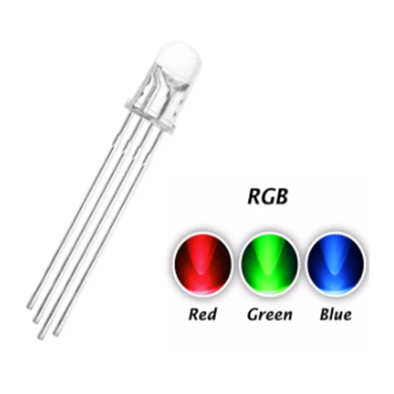 50PCS-5MM-RGB-LED-Common-Cathode-4PINS-Red-Green-Blue-LED-Round ...