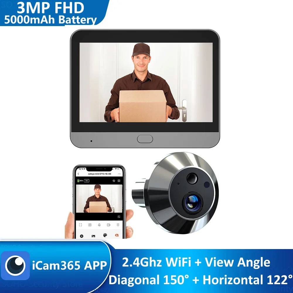 300PE-inteligente-3MP-Mini-c-mara-Digital-de-mirilla-para-puerta ...