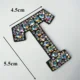 26 Letters Rhinestones Alphabet ABC Sew Iron On Patches Rainbow Shining ...