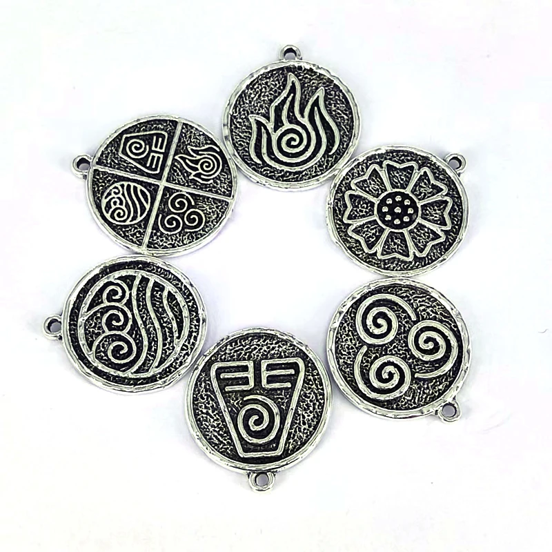 5pcs-ancient-silver-color-The-Last-Airbender-Air-Fire-Earth-Water ...