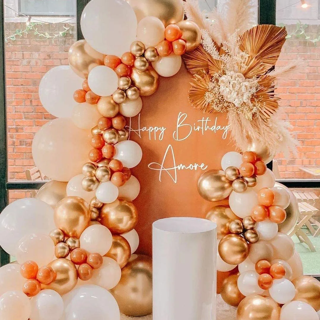 145Pcs-Orange-Gold-White-Balloon-Arch-Little-Cutie-Baby-Shower ...