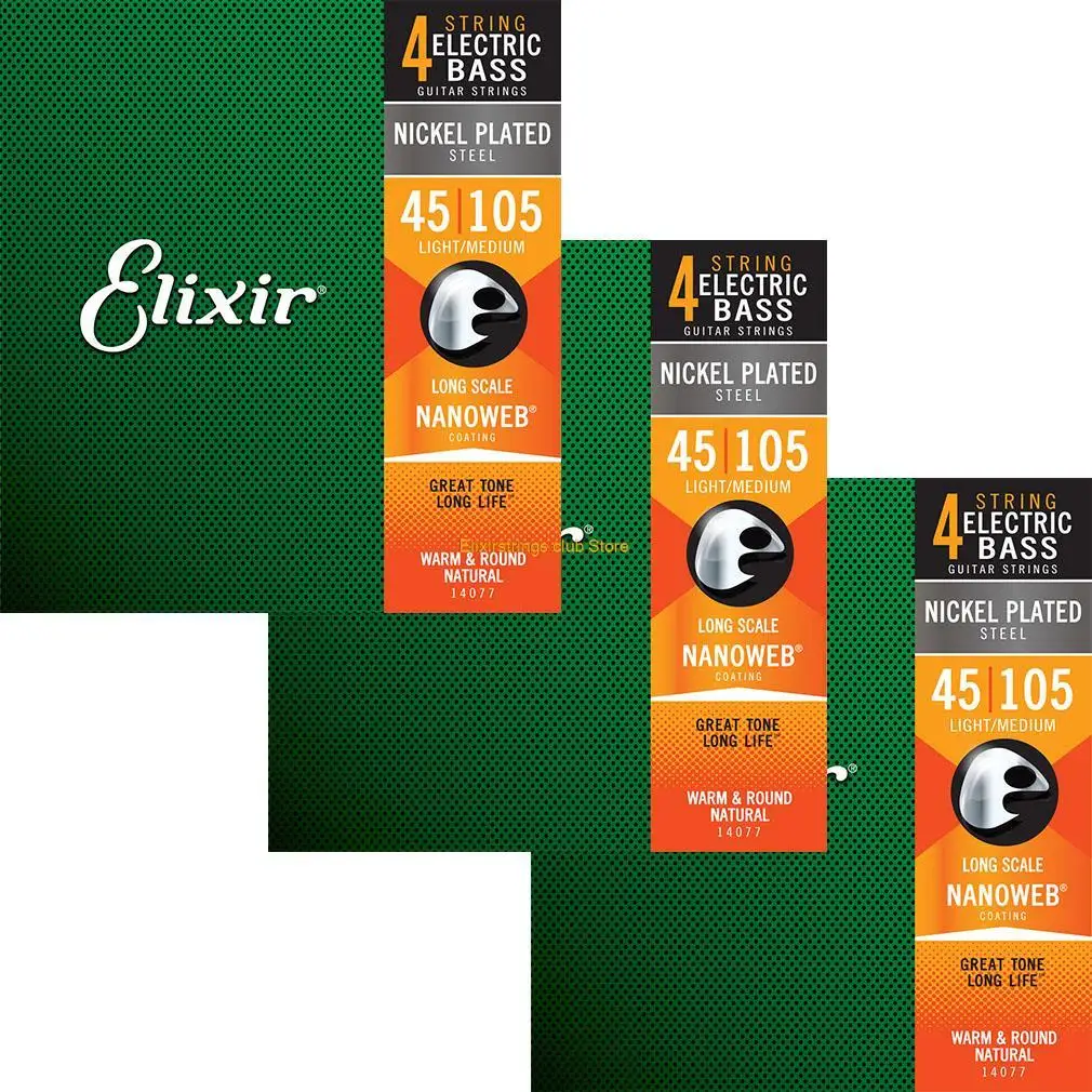 1 Conjunto De Cordas Elixir 4-string Bass Strings 14077 Aço Niquelado ...