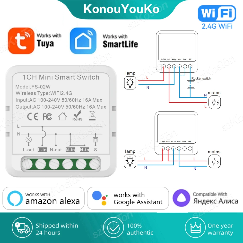 16A-Tuya-WiFi-Smart-Switch-Module-2-way-Control-Smart-Home-Automation ...