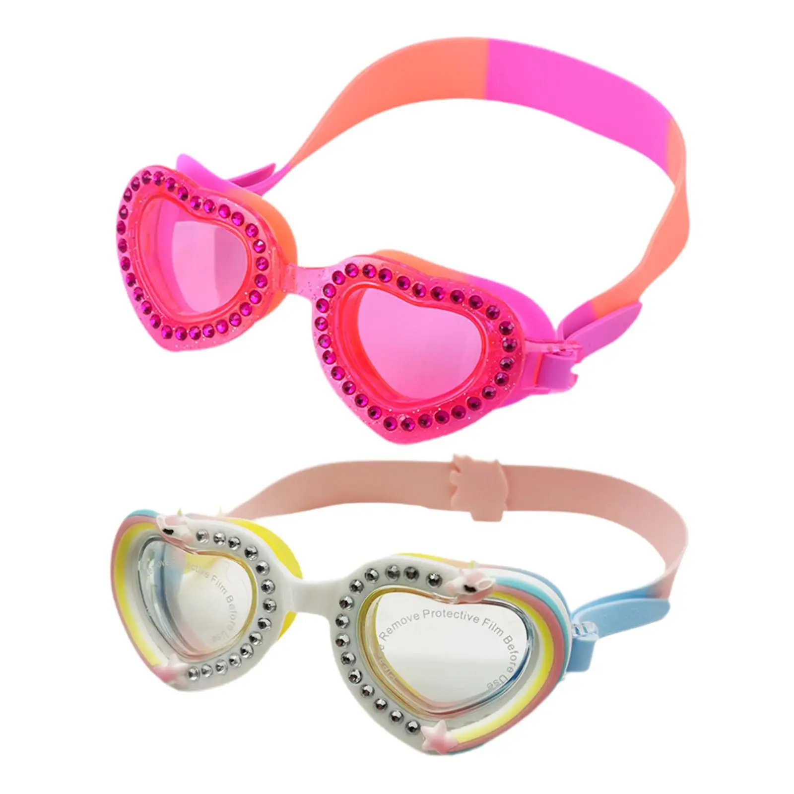 Kids-Swim-Goggles-Heart-Shape-Adjustable-Comfortable-with-Storage-Case ...