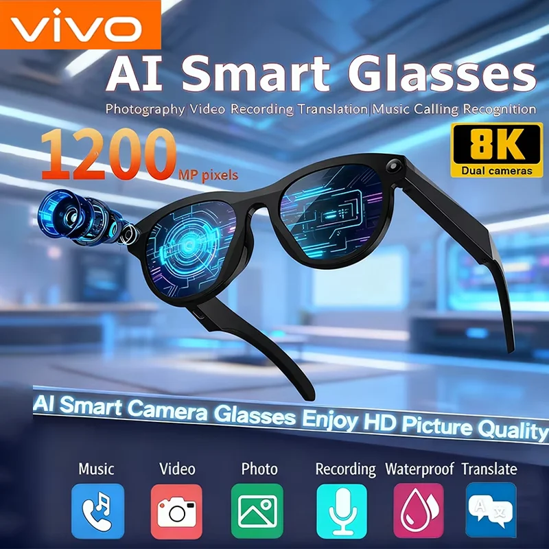 ViVO 8K AIスマートグラス HDカラーチェンジ Chat GPT 1200MP 翻訳カメラ Bluetooth通話 音声アシスタント ...