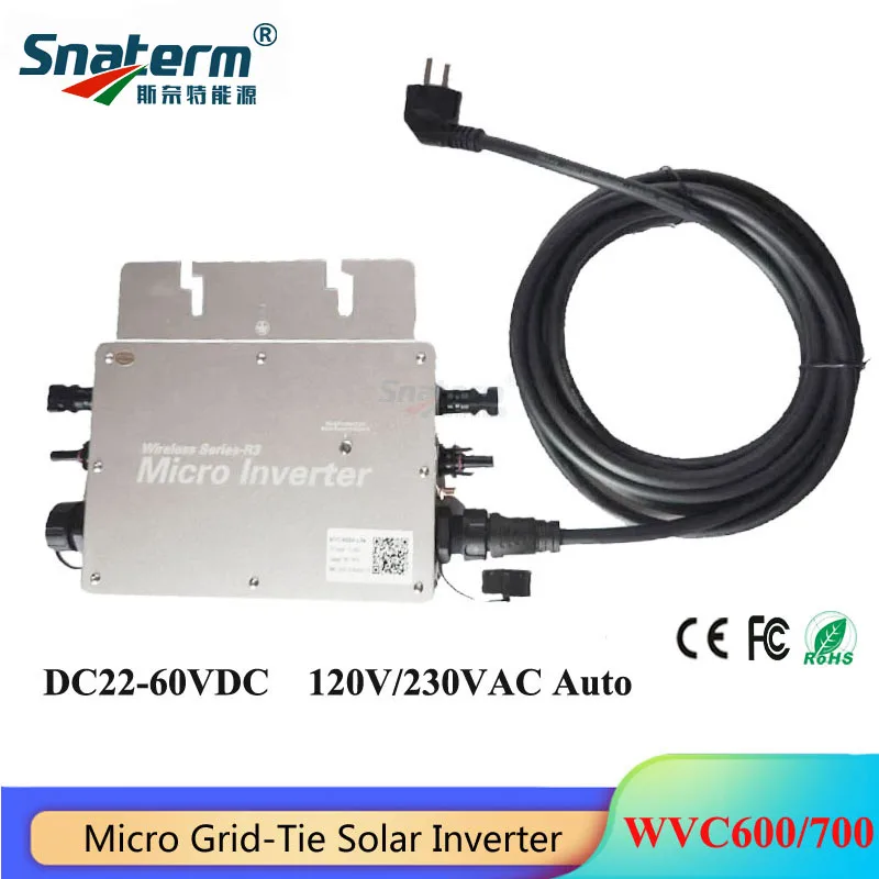 Wvc 600/700/800w solar grid tie power inverter on grid pv inversor inteligente micro inversor de ...