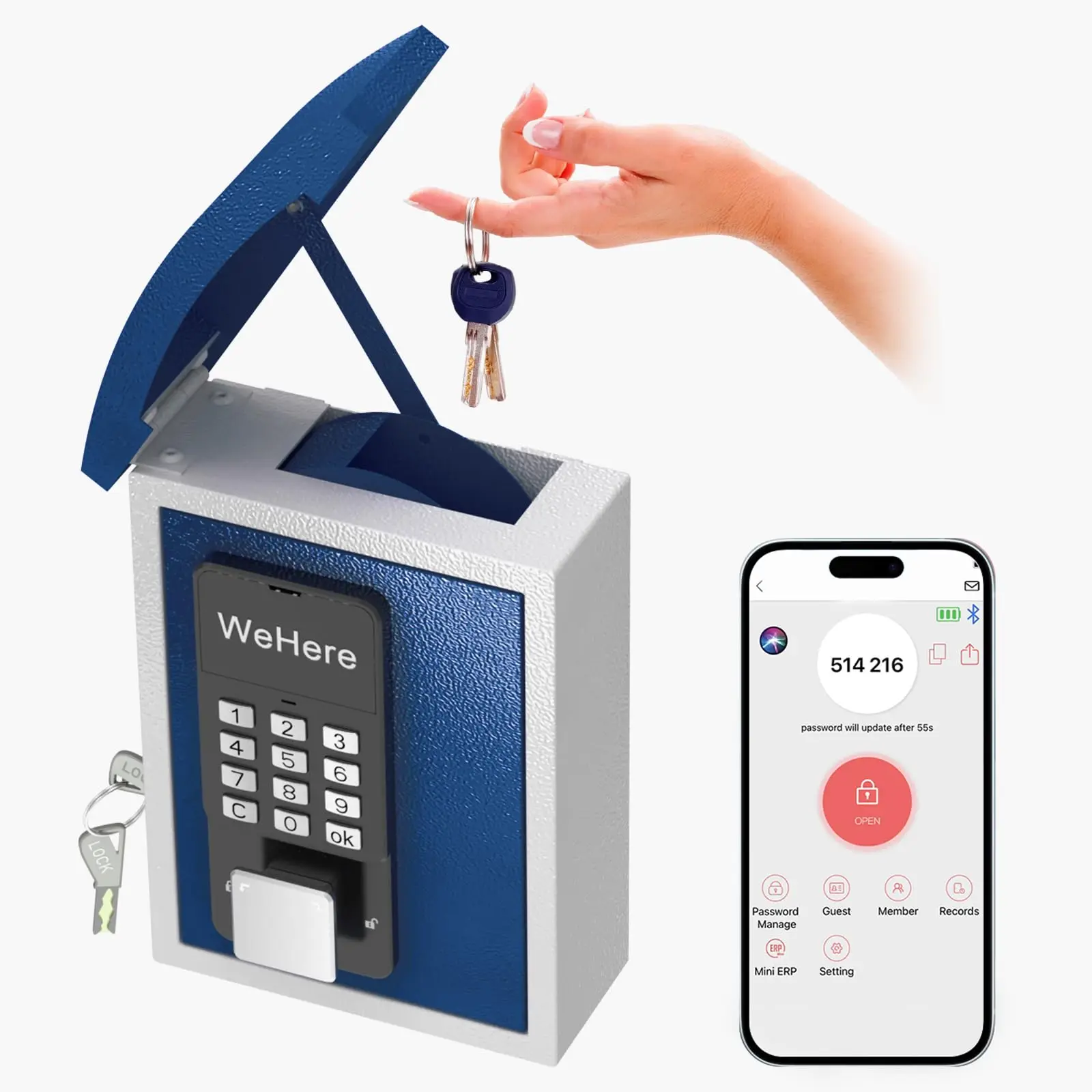 Password-Remote-Control-Key-Lock-Box-Wall-Mount-with-Key-Drop-Slot-Key ...