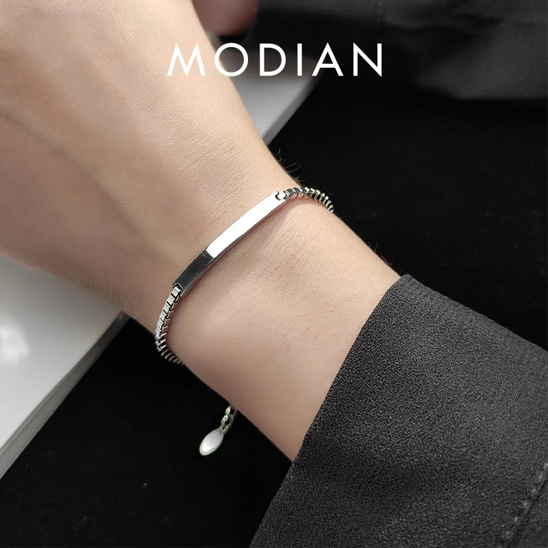 Modian Brands Simple 925 Sterling Silver Geometric Rectangle Bracelet ...
