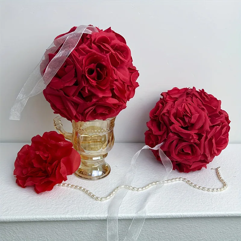 Red Rose Kissing Ball Centerpieces Mint Rose Flower Ball Wedding