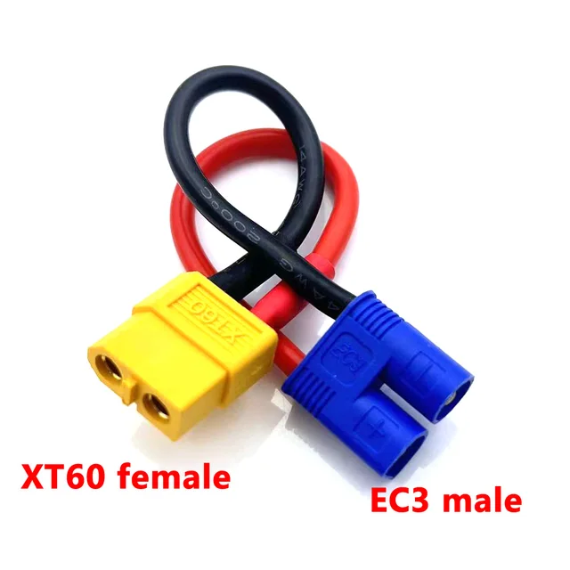 1pcs 10CM EC3 EC5 XT30 XT60 XT90 MPX TRX XT150 T Plug Female to Male Adapter Connectors 10 12 14 ...