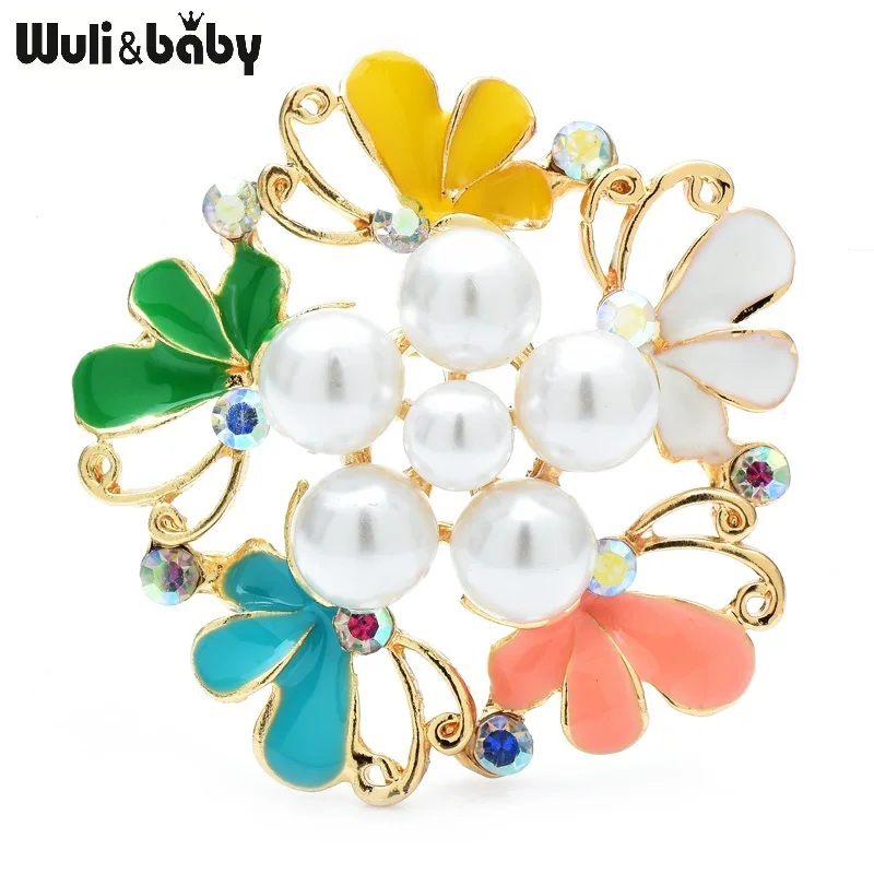 Wuli-baby-Butterfly-Pearl-Flower-Brooches-For-Women-Unisex-Enamel ...