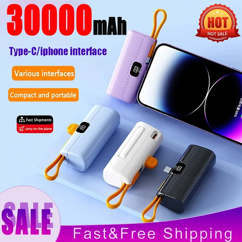 30000mAh-2-In1-Mini-Power-Bank-Compact-Capsule-Stand-Power-Bank-Fast ...