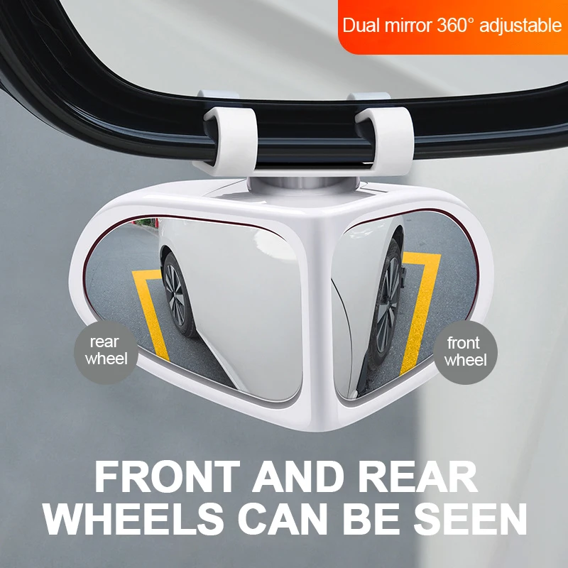 1/2Pcs Car Reversing Small Mirror 360 Degree Rotatable 2 Side Car Blind ...